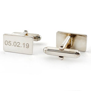 Sterling Silver Wedding Date Cufflinks Custom Cuff Links Engraved ...