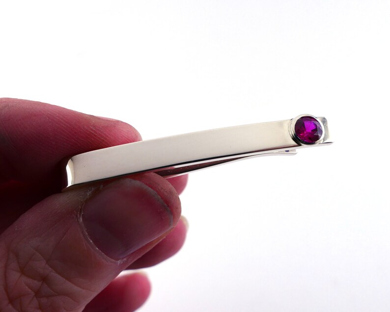 Sterling Silver Ruby Slide Tie Bar Clip 15th 40th Wedding - Etsy