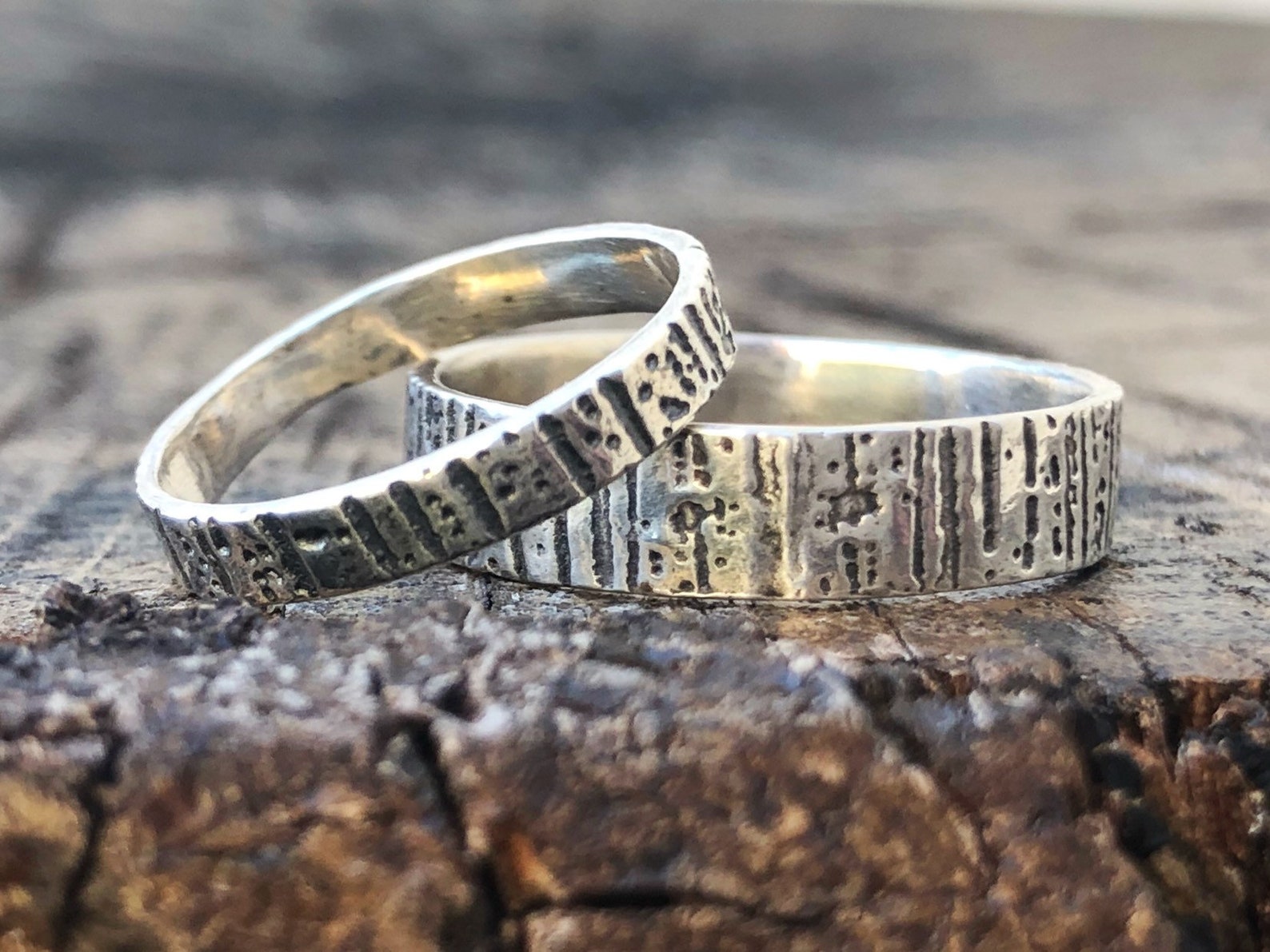 Sterling Silver Tree Bark Ring Rustic Wedding Ring Modern - Etsy