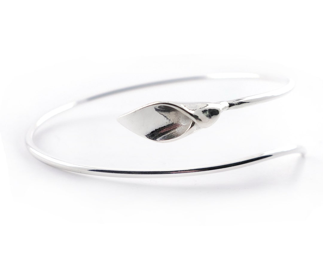 Stering Silver Calla Lily Bangle, Wedding Day Brides Jewelry, Silver ...