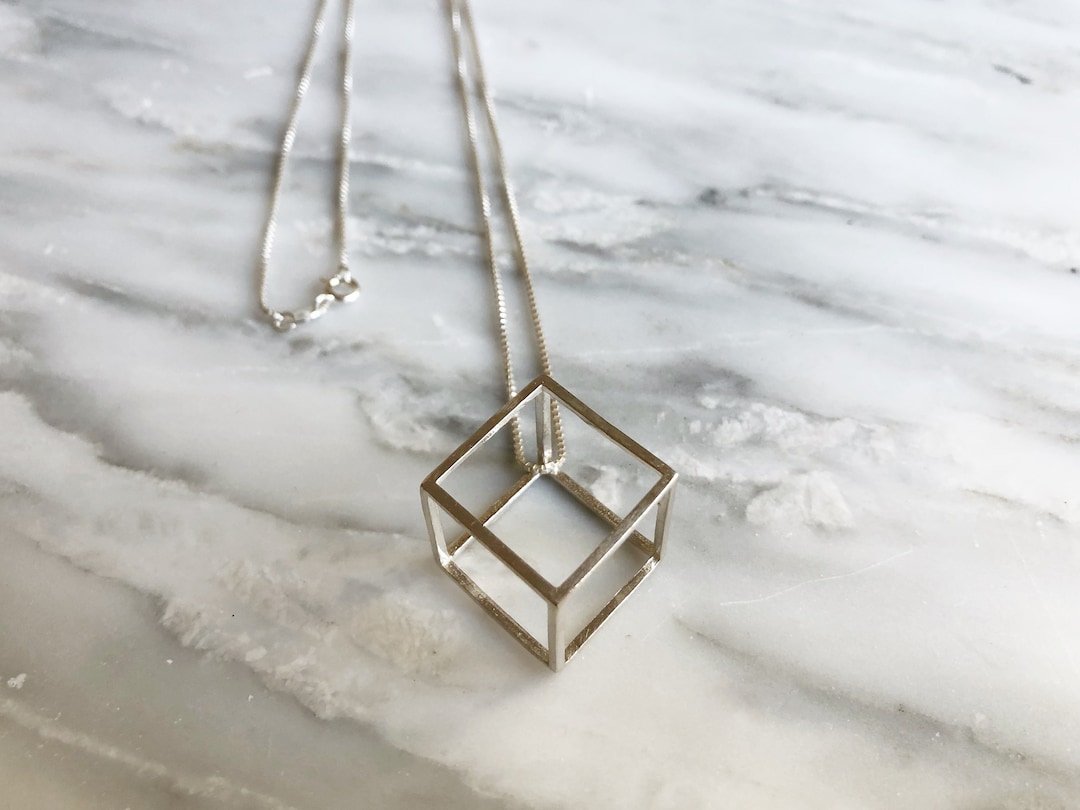 3D Cube Necklace Cube Pendant 3D Designed Necklace 3D Printed Necklace ...