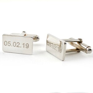 Sterling Silver Wedding Date Cufflinks Custom Cuff Links Engraved ...