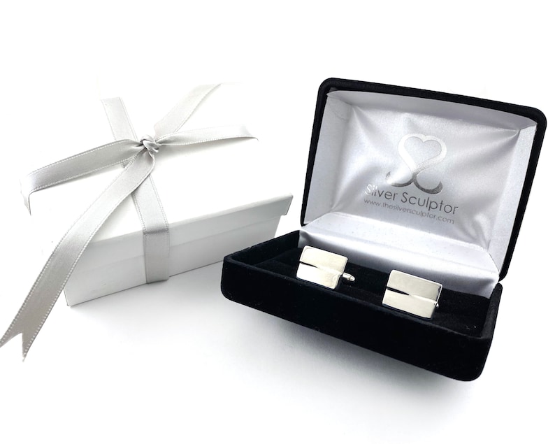 Sterling Silver Geometric Cufflinks Geometric Jewelry Modern Cuff Links ...