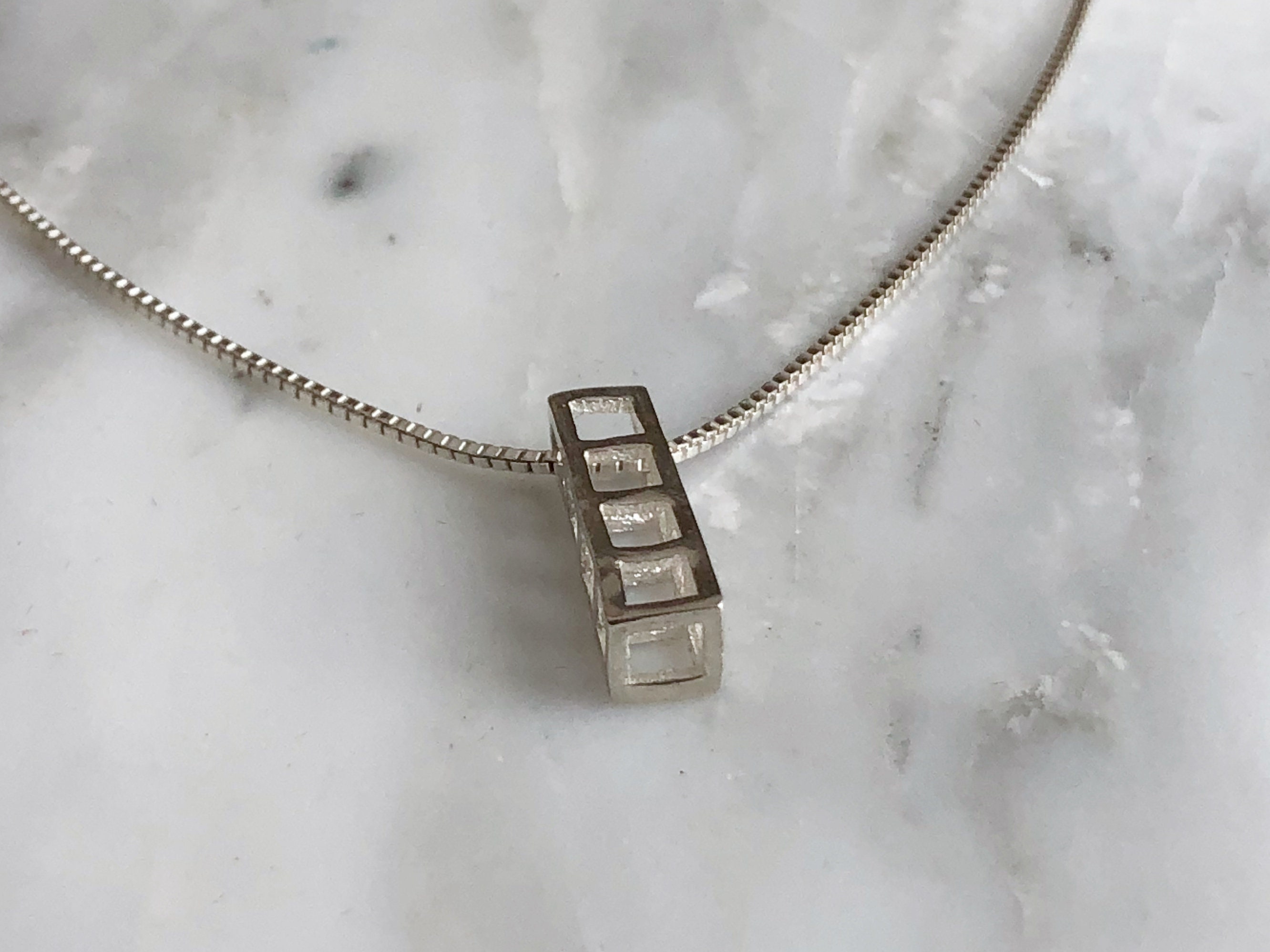 Four Cube Stacking Cube Necklace Sterling Silver Contemporary | Etsy
