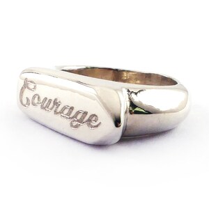 Sterling Silver Courage Ring Gift for Her Empowering Word of the Year ...