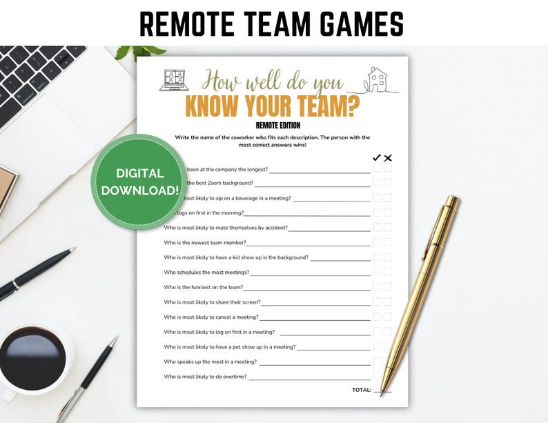 How Well Do You Know Your Remote Team Printable, Ice Breaker Games ...
