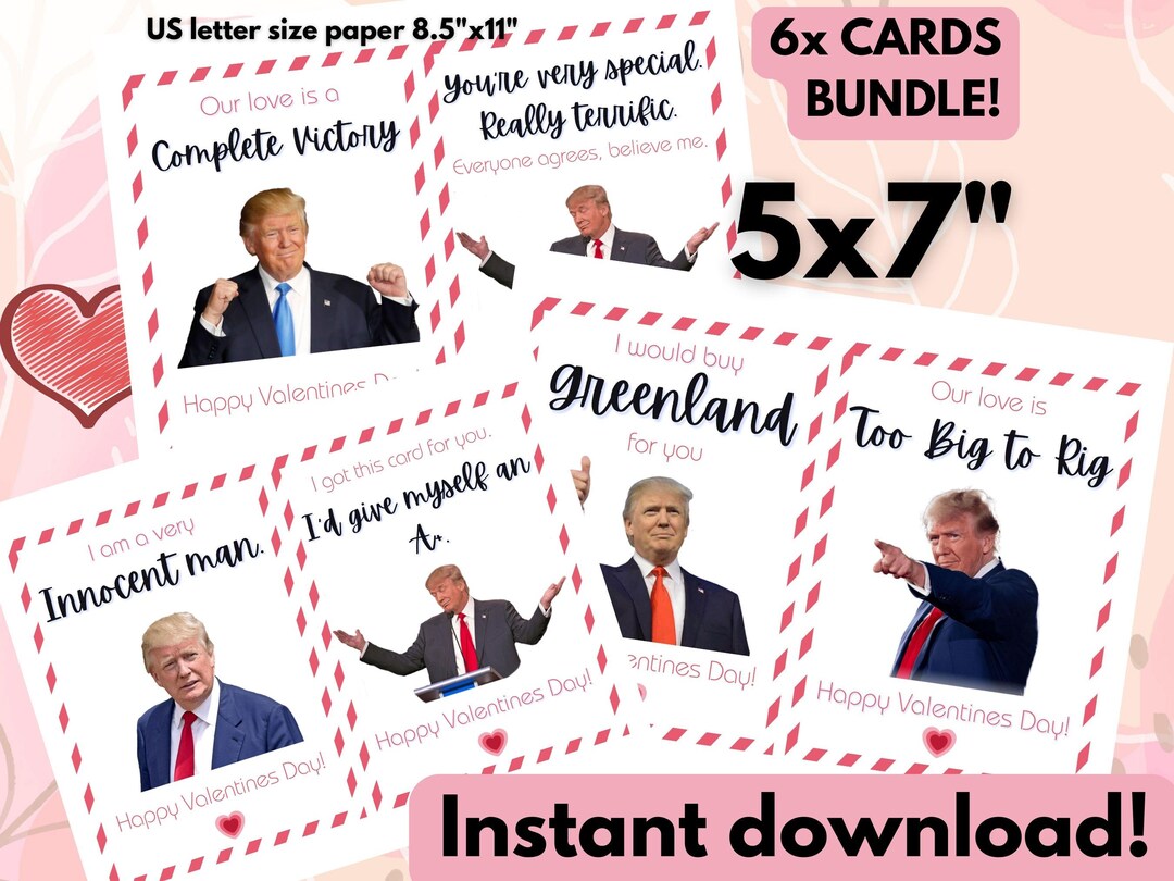 Trump Valentine Card, Trump Valentines Day Cards, Printable Valentine ...