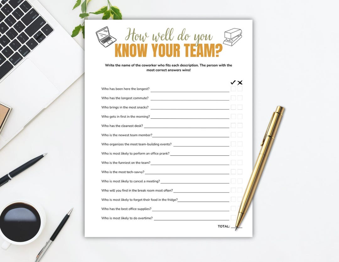 How Well Do You Know Your Team Printable, Office Games, Ice Breaker ...