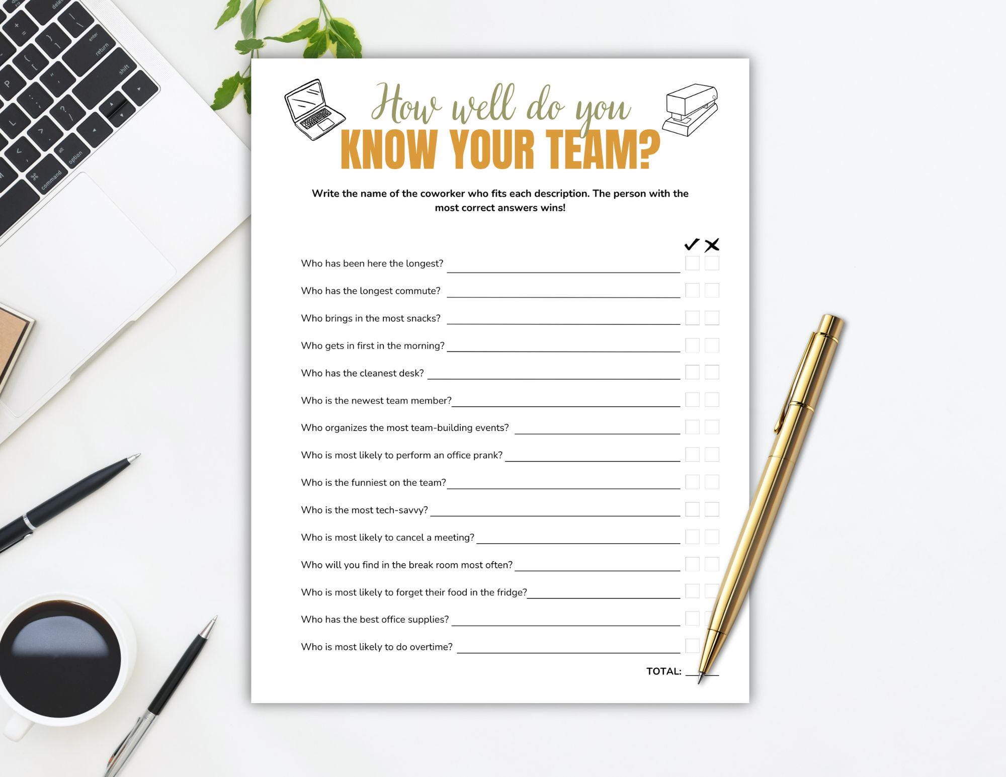 How Well Do You Know Your Team Printable, Office Games, Ice Breaker ...