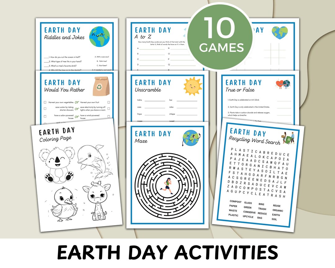 Earth Day Kids Activity Bundle, Printable Kids Games & Activities for ...