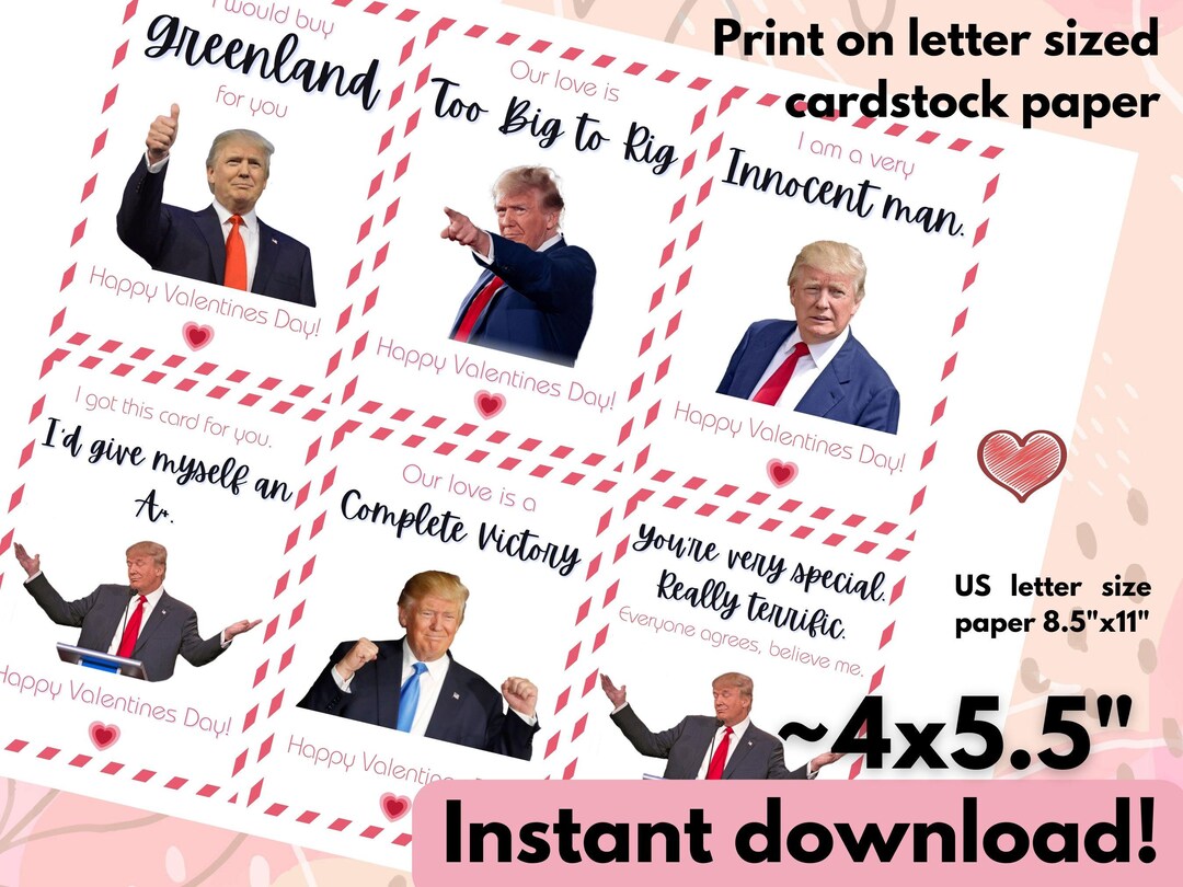 Trump Valentine Card, Trump Valentines Day Cards, Printable Valentine ...