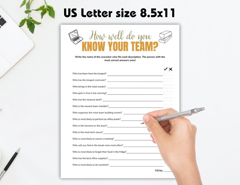 How Well Do You Know Your Team Printable, Office Games, Ice Breaker ...