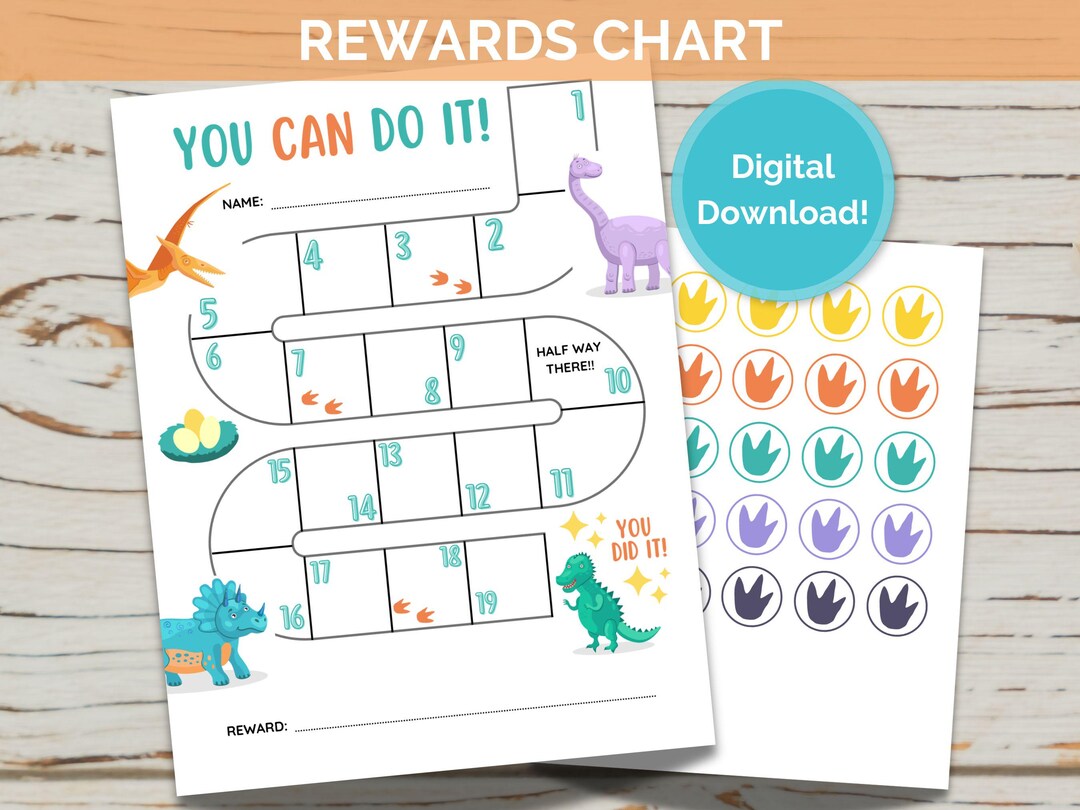Dinosaur Reward Chart, Sticker Chart Toddler, Preschool Kids, Behavior ...