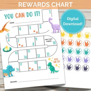 Dinosaur Reward Chart, Sticker Chart Toddler, Preschool Kids, Behavior ...