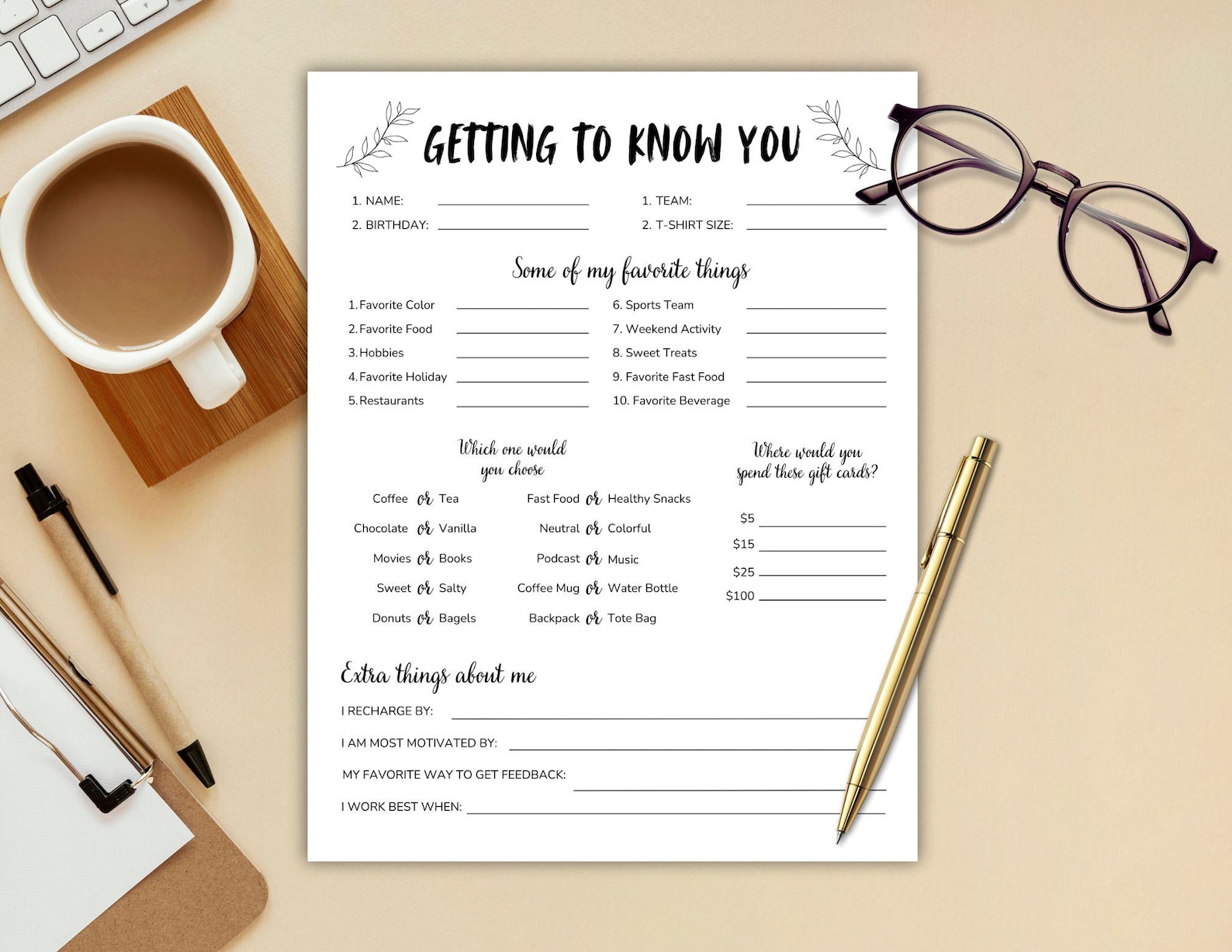 Getting to Know You Printable, Coworker Questions, All About Me ...