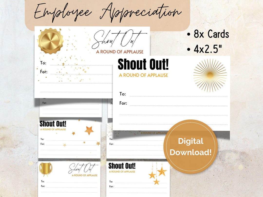 Simple Printable Employee Shoutout Cards for Employee Appreciation ...
