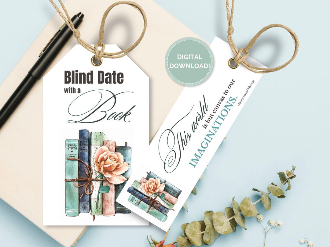 Blind Date With a Book Printable Set, Book Tags, Bookmarks Bundle, Book ...
