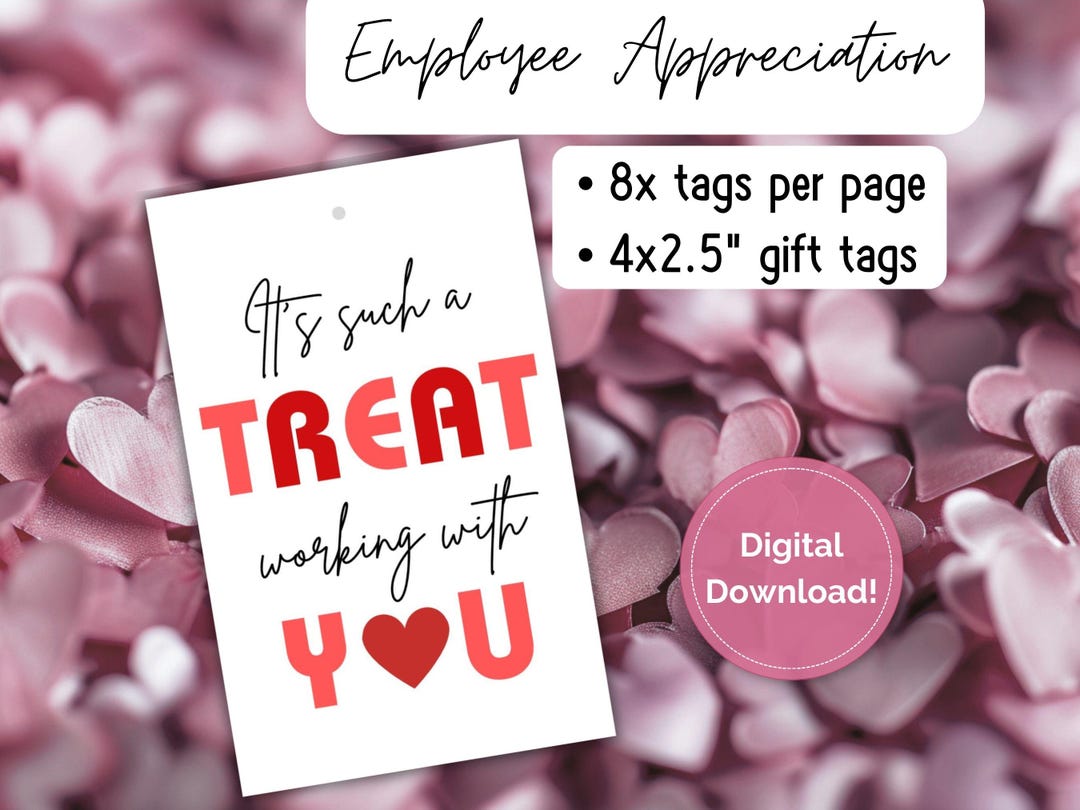 Printable Employee Treat Tags for Valentines Day, Staff Appreciation ...