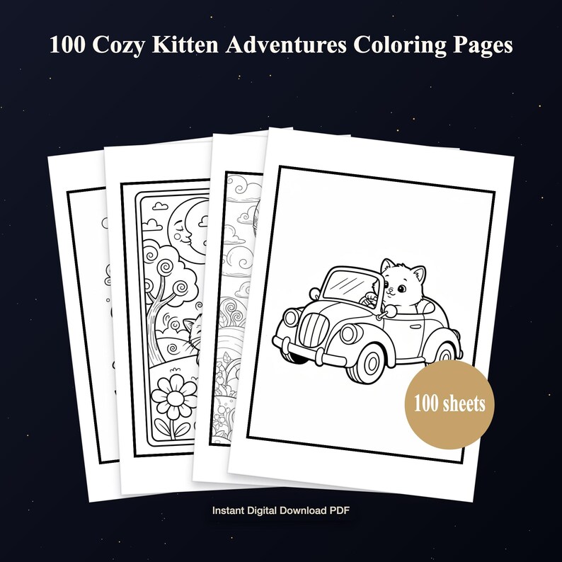 Kitten Coloring Book - 100 Cozy Adventure Pages (digital Download) - Etsy
