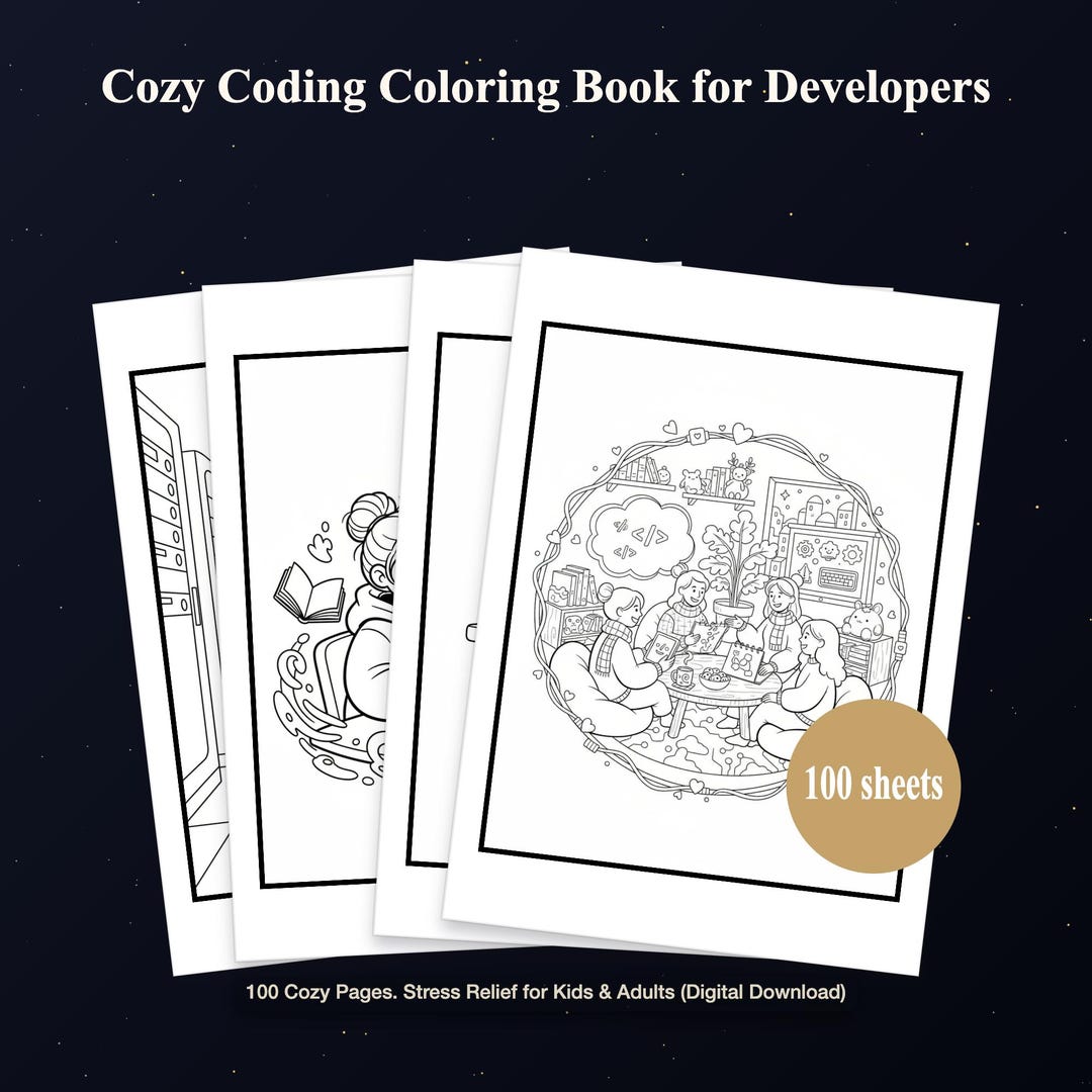 Cozy Coding Coloring Book – 100 Pages, Tech-themed (digital Download ...