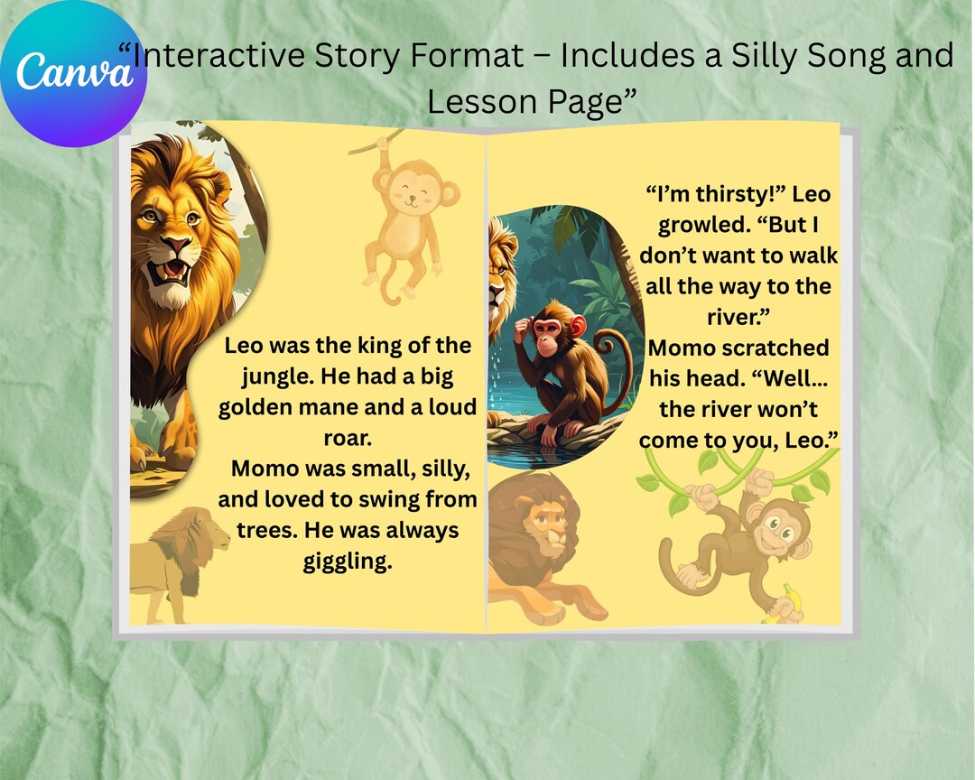 Printable Kids Storybook PDF | Leo the Lion & Momo the Monkey | Jungle ...