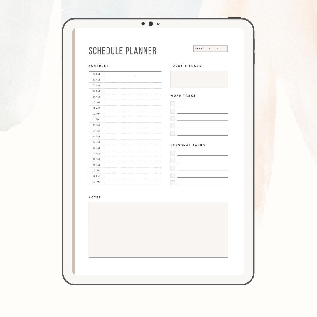 Minimalist Weekly Planner | Printable PDF | Simple Undated Schedule ...