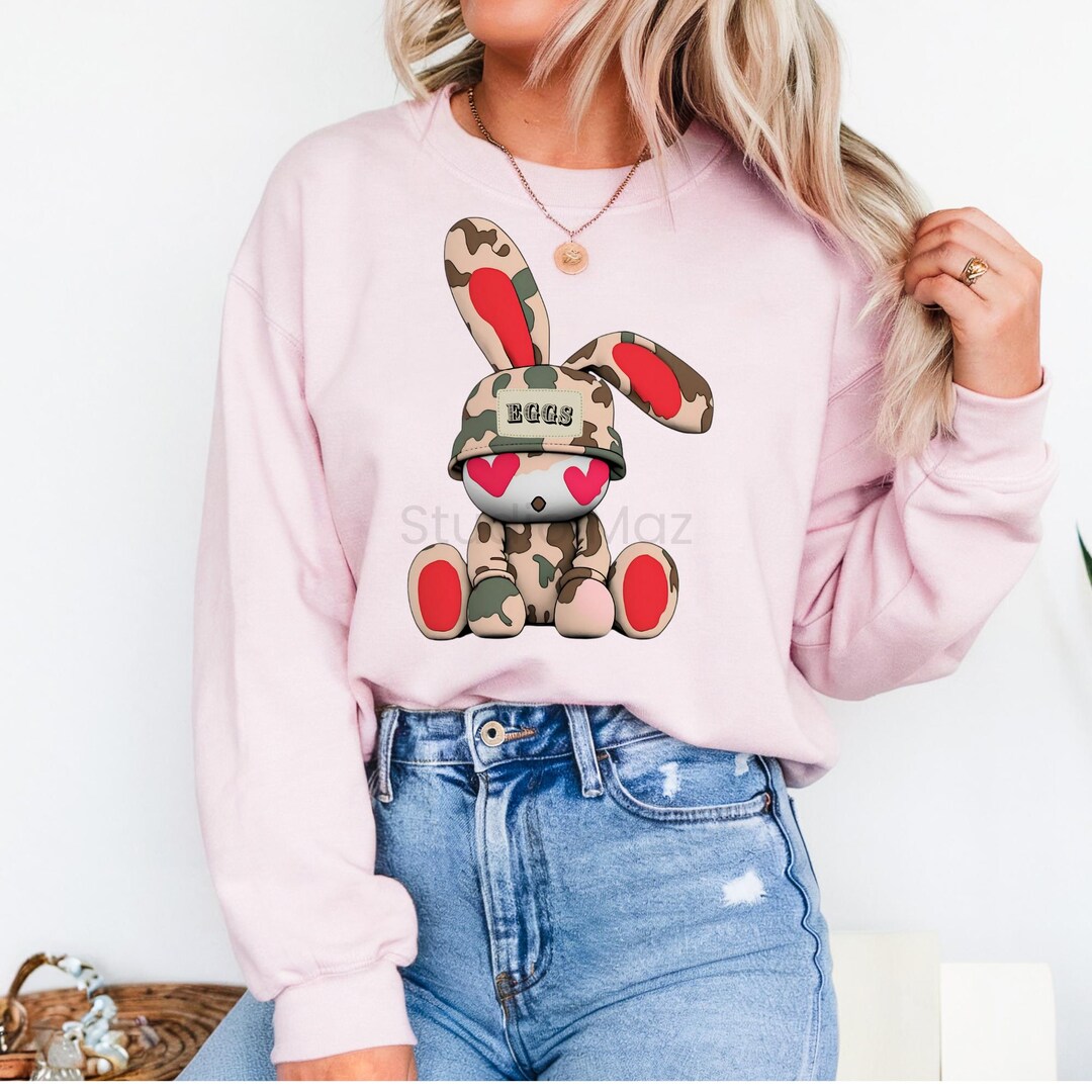Camo Easter Bunny PNG With Red Accents “egg” Backwards Hat, Easter ...
