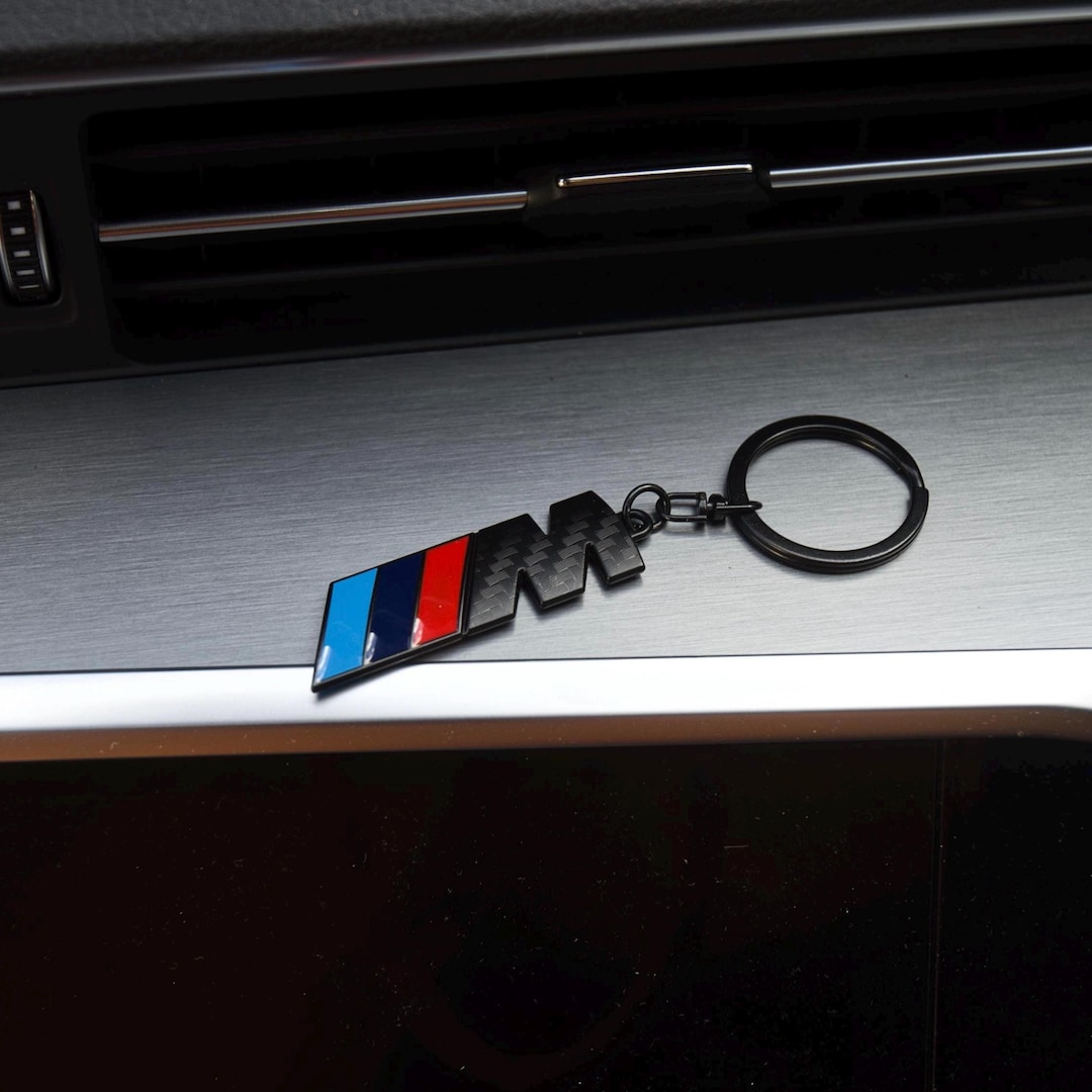BMW M Logo Keychain With Keyring Black Carbon Look | BMW M Power Logo ...