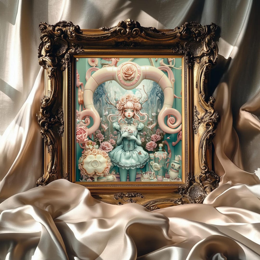 Fantasy Gothic Doll Art Poster - Pastel Baroque Aesthetic Print - High ...