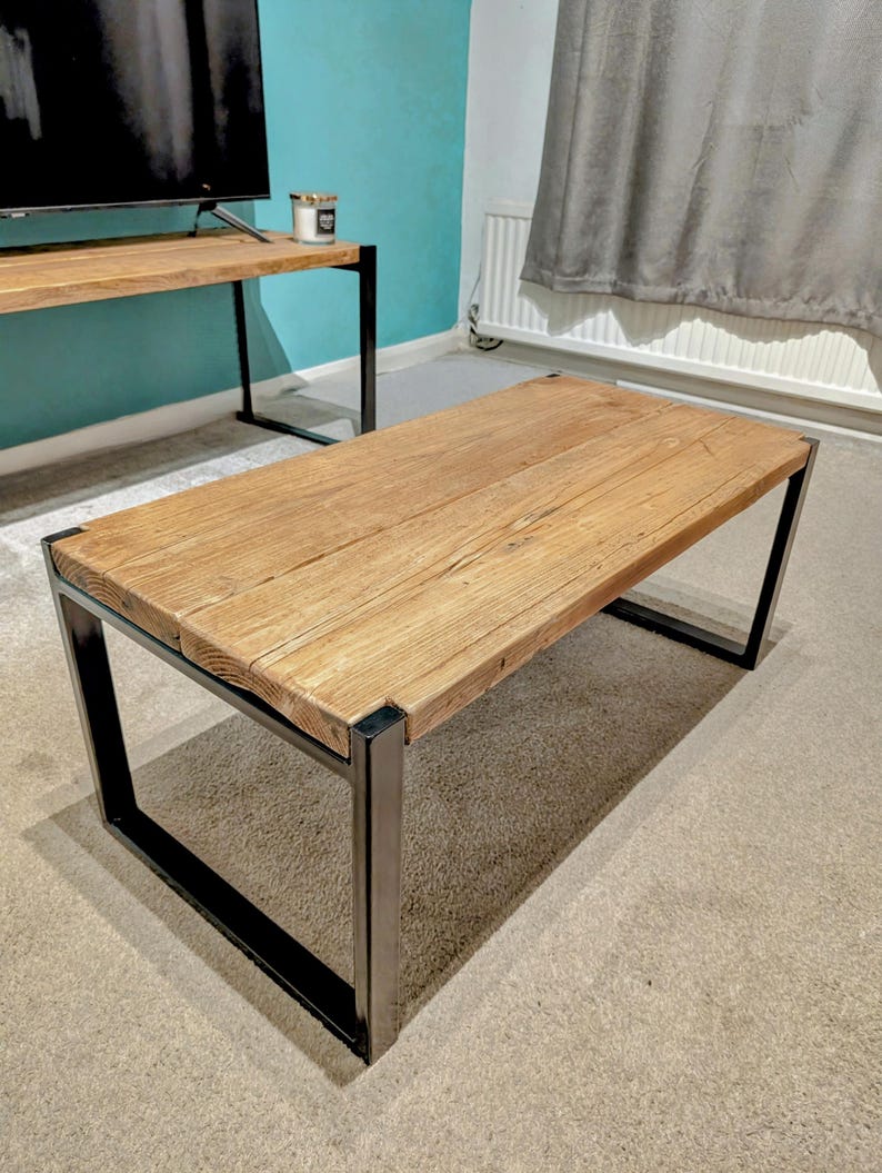Welded Box Section Coffee Table With Reclaimed Timber Top - Etsy Australia