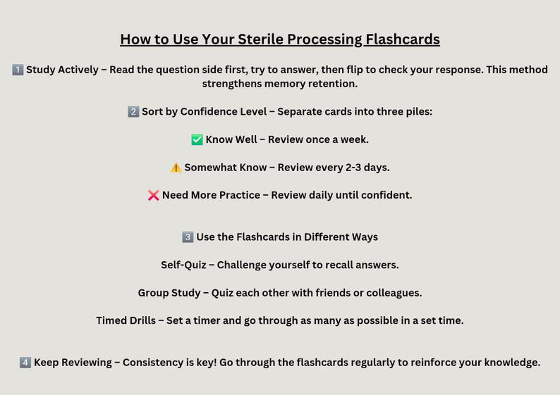 Sterile Processing Flashcards BUNDLE – English & Spanish Printable ...