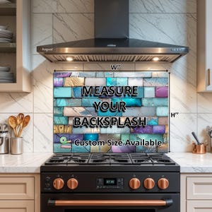Iridescent Mosaic Tempered Glass Backsplash: Aqua Lavender Metallic Art ...