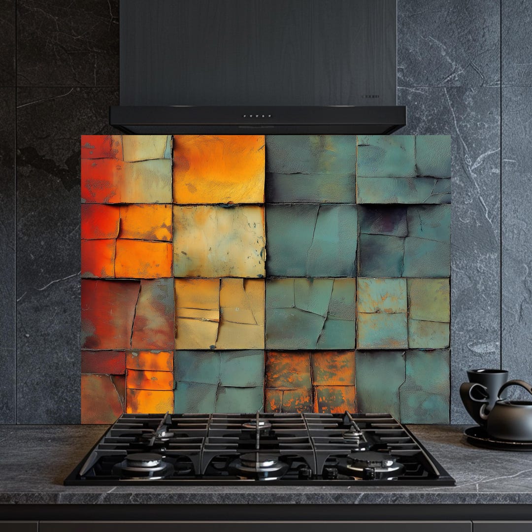 Rustic Glass Backsplash, Tempered Glass Backsplash for Kitchen, Tile ...