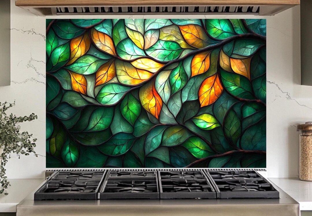 Stained Glass Backsplash, Tempered Glass Backsplash, Kitchen Backsplash ...
