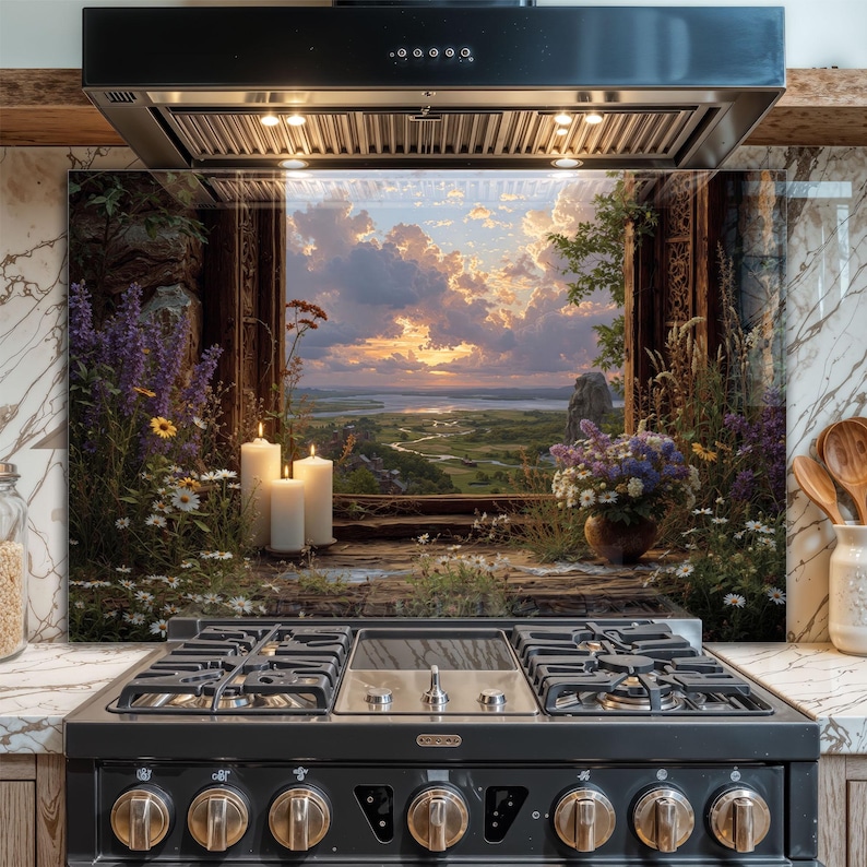 Tempered Glass Kitchen Backsplash – 8K UV Printed, Easy Clean - Etsy