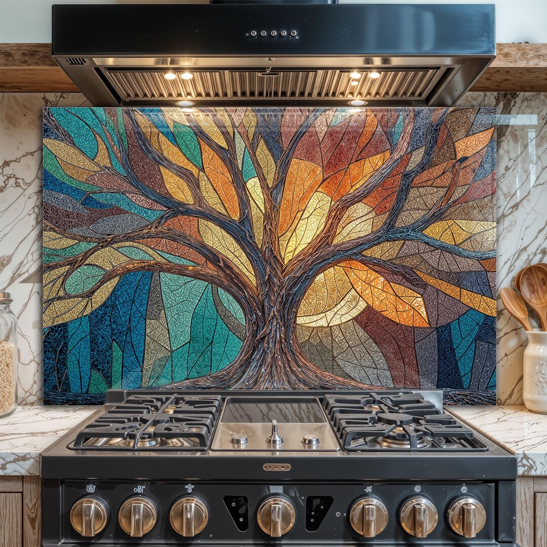 8K UV Printed Tempered Glass Kitchen Backsplash – Tree of Life - Etsy