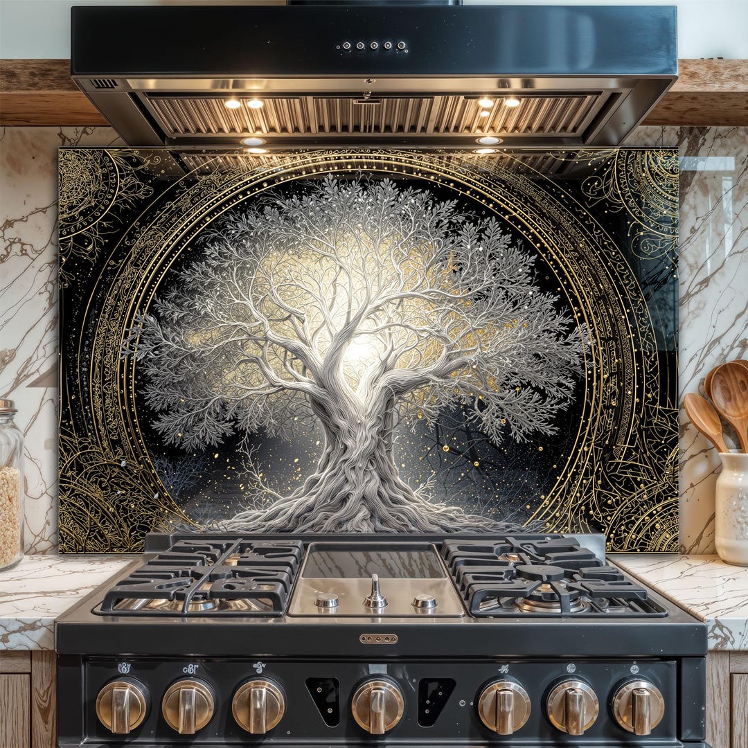 8K UV Printed Tempered Glass Kitchen Backsplash – Tree of Life - Etsy