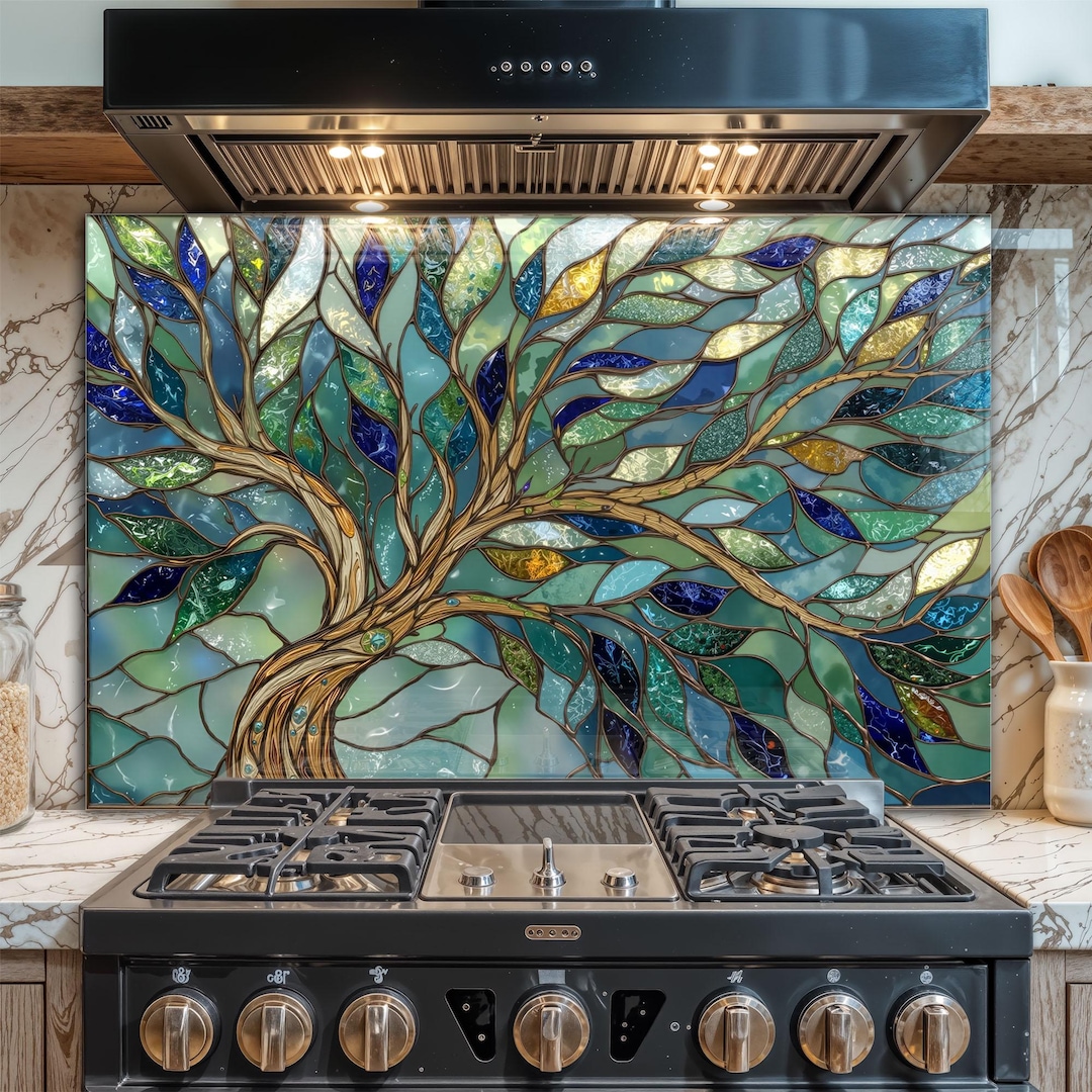 Tempered Glass Kitchen Backsplash – 8K UV Printed, Easy Clean - Etsy
