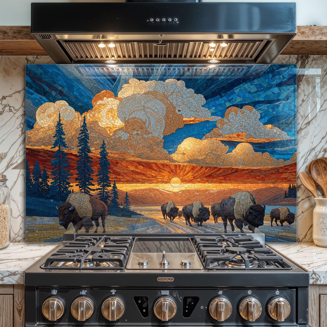 Tempered Glass Kitchen Backsplash – 8K UV Printed, Easy Clean - Etsy