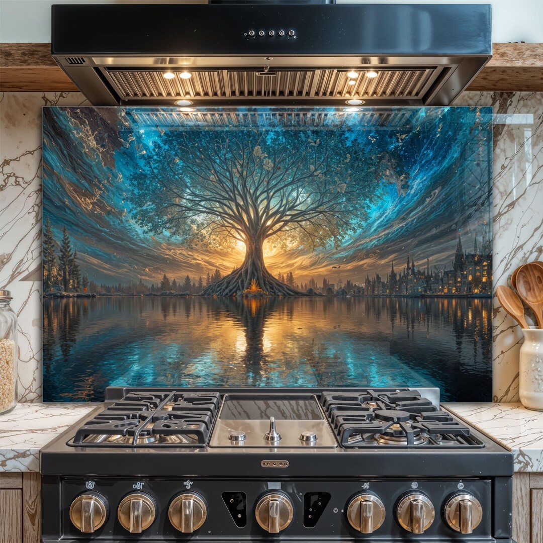 8K UV Printed Tempered Glass Backsplash - Easy Clean Kitchen Decor - Etsy