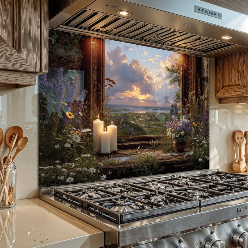 Tempered Glass Kitchen Backsplash – 8K UV Printed, Easy Clean - Etsy