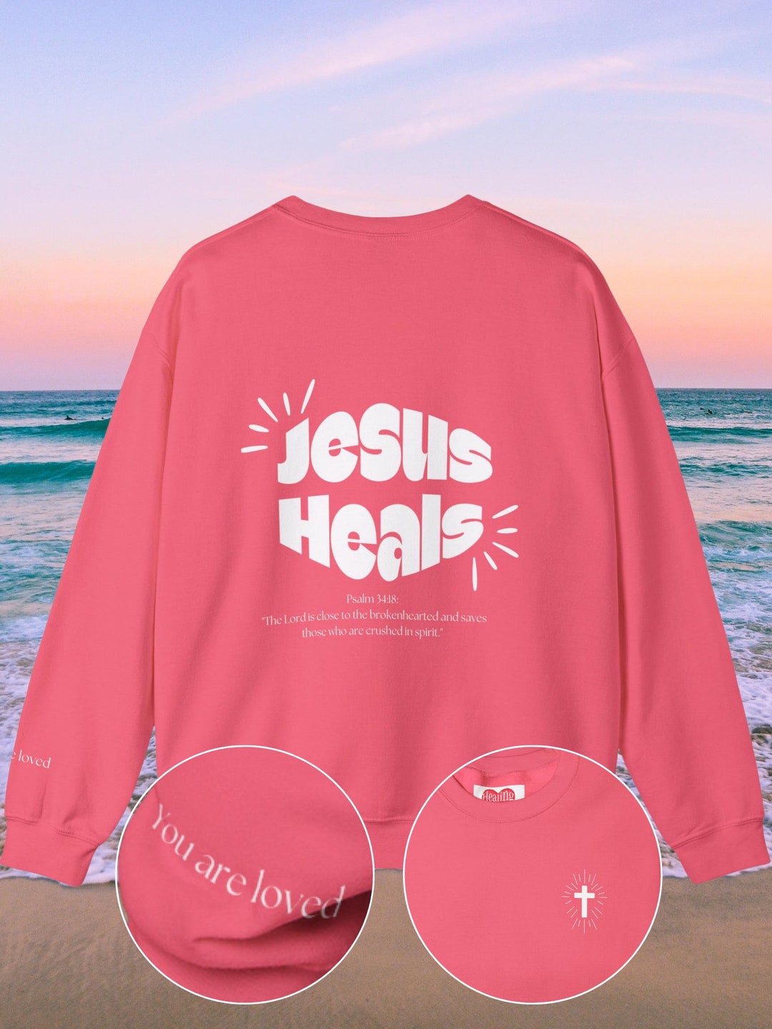Jesus Heals Christian Crewneck Sweater, Bible Verse Sweater, Aesthetic ...
