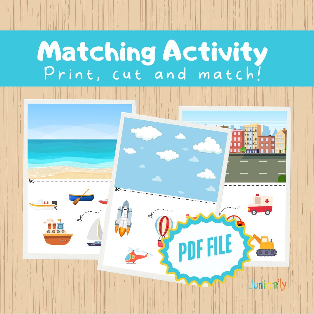 Toddler Learning Game, Vehicle Matching Activity, Preschool Printables ...