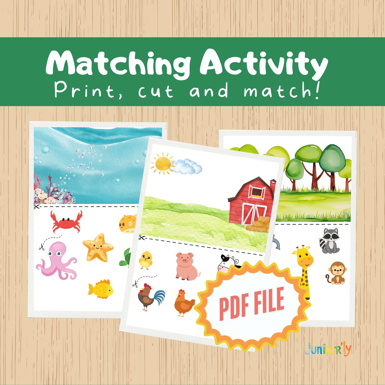 Printable Matching Activity, Animal Matching Game, Toddler and ...
