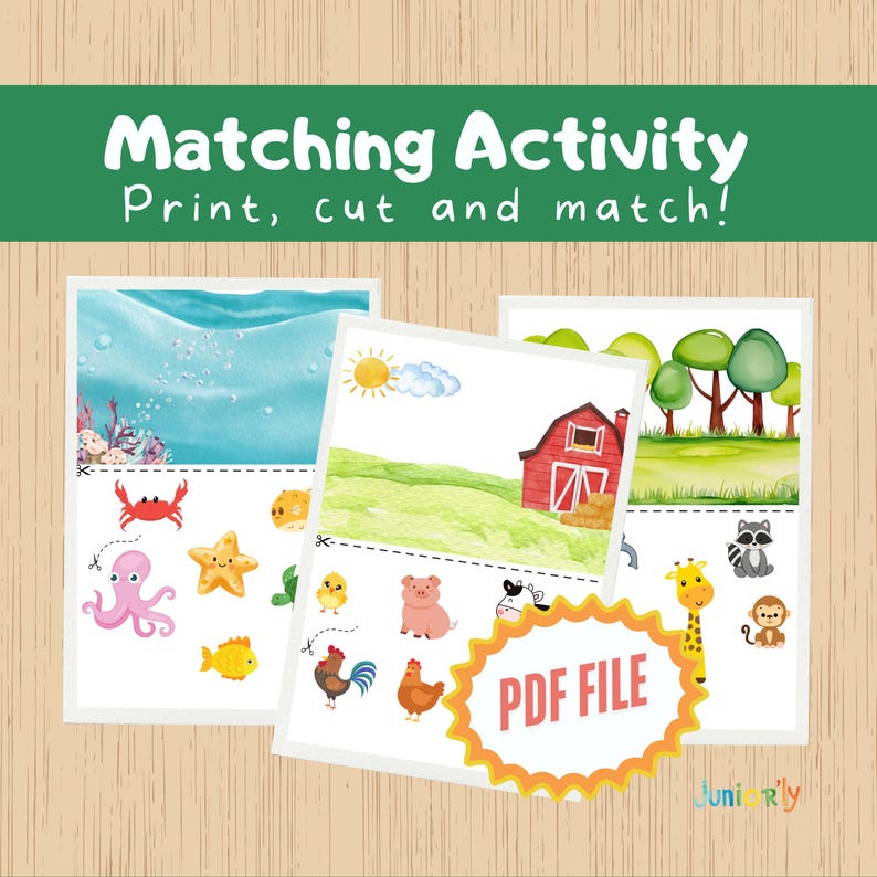 Printable Matching Activity, Animal Matching Game, Toddler and ...