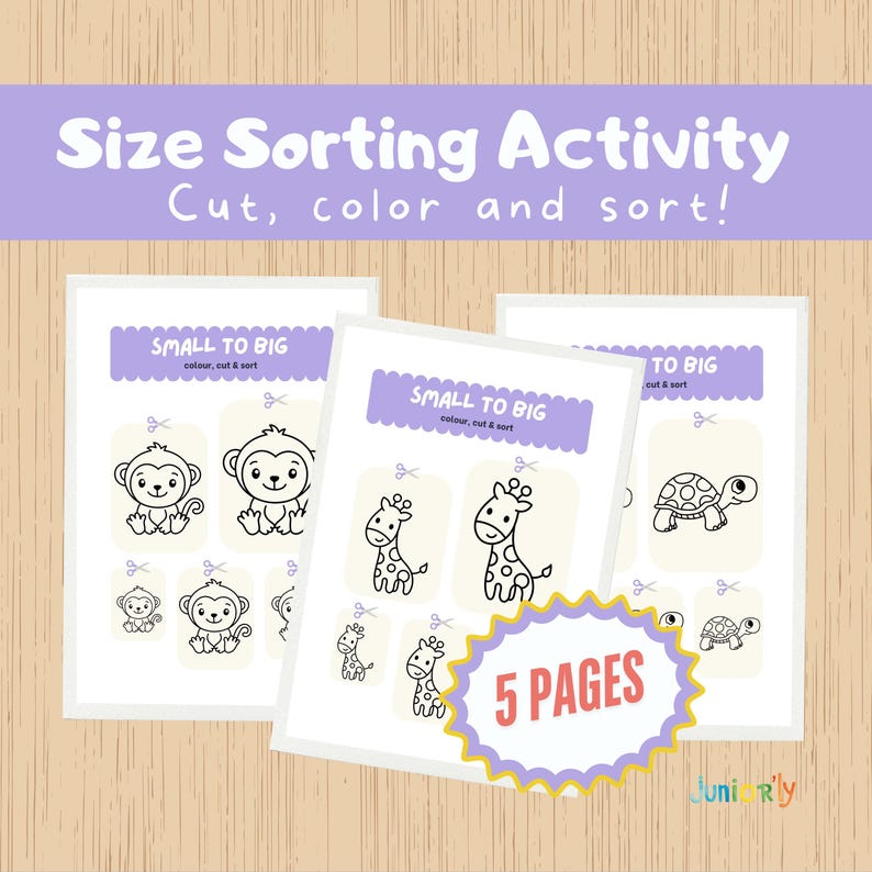 Size Sorting Game for Kids, Printable Toddler Activity, Educational ...