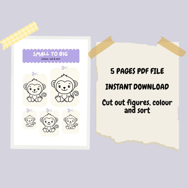 Size Sorting Game for Kids, Printable Toddler Activity, Educational ...