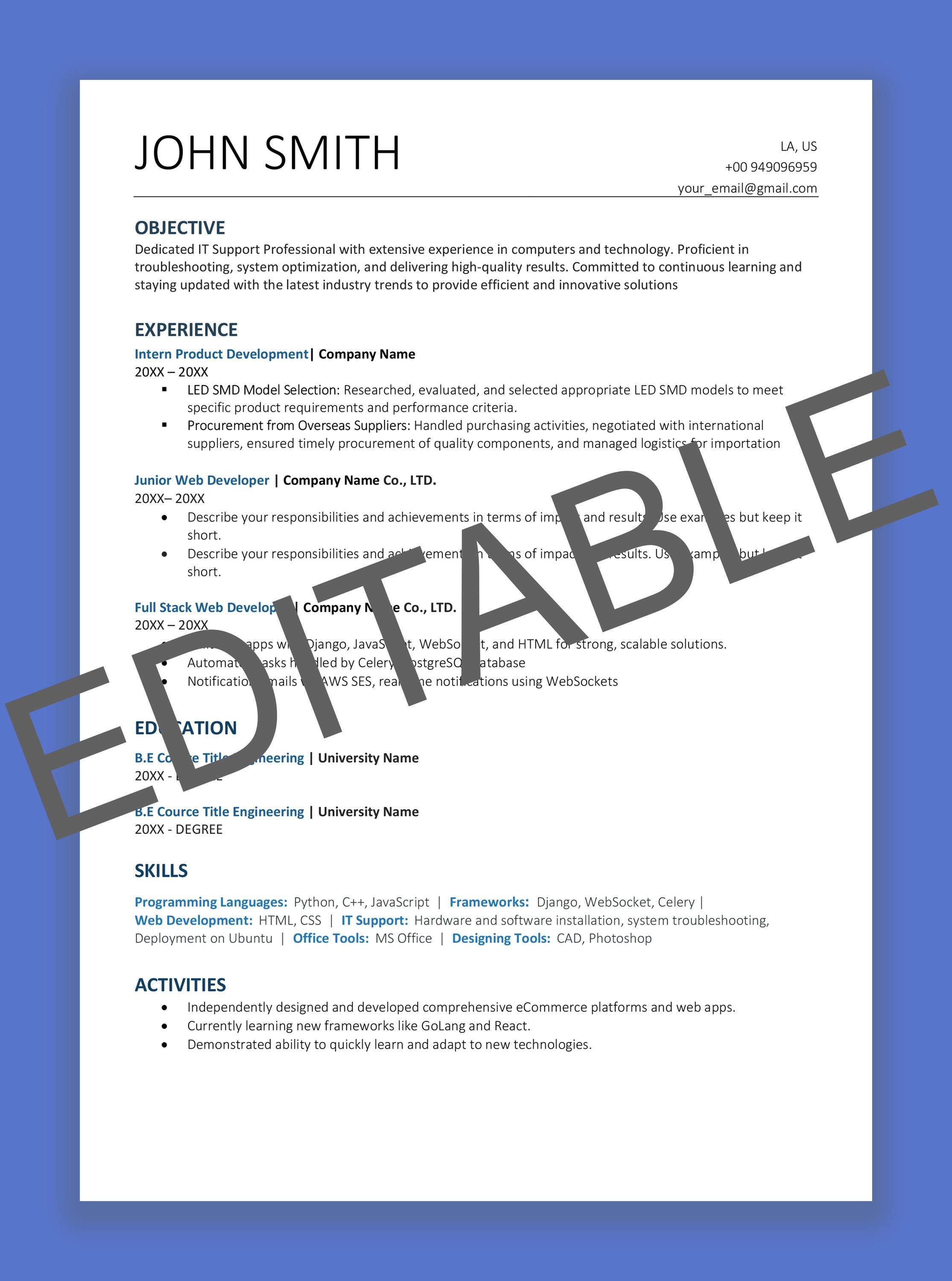 ATS Simple Resume Template - Etsy