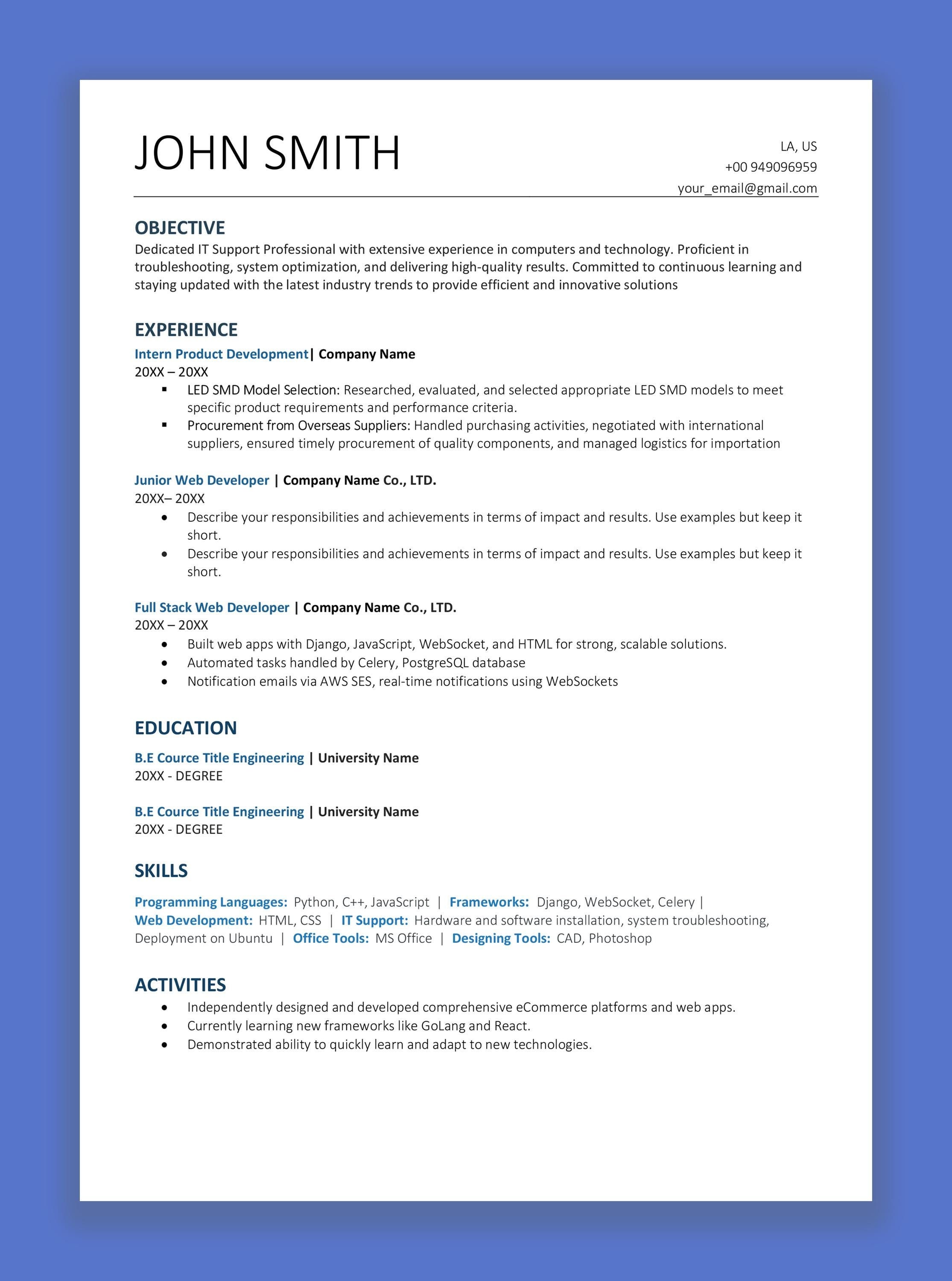 ATS Simple Resume Template - Etsy