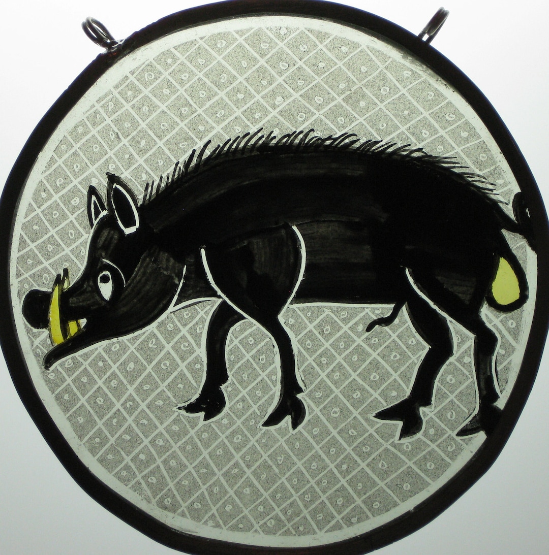 Wild Boar, Reproduction Medieval Stained Glass - Etsy